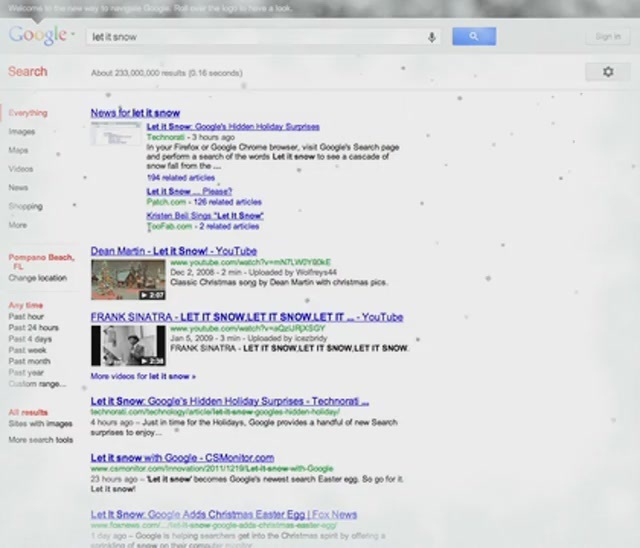 Let it Snow: Google That and it Actually Does! - The Hollywood Gossip