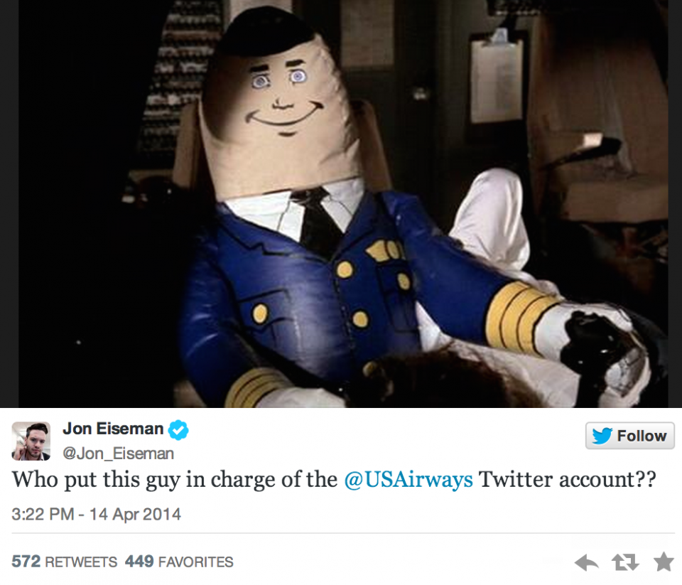19 Hilarious Reactions to the US Airways Tweet - The Hollywood Gossip