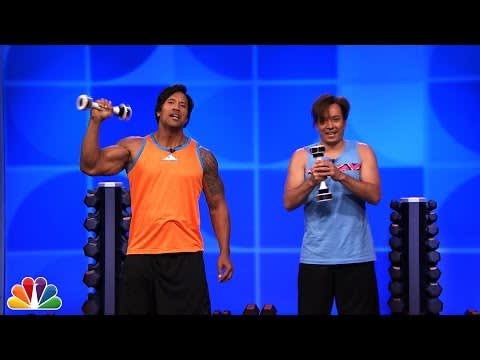 Jimmy Fallon and Dwayne Johnson Workout Video, Part 2 - The Hollywood ...