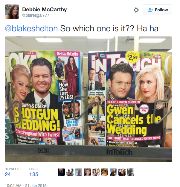 Blake Shelton Tweets Response to Wedding Rumors 1 - The Hollywood Gossip