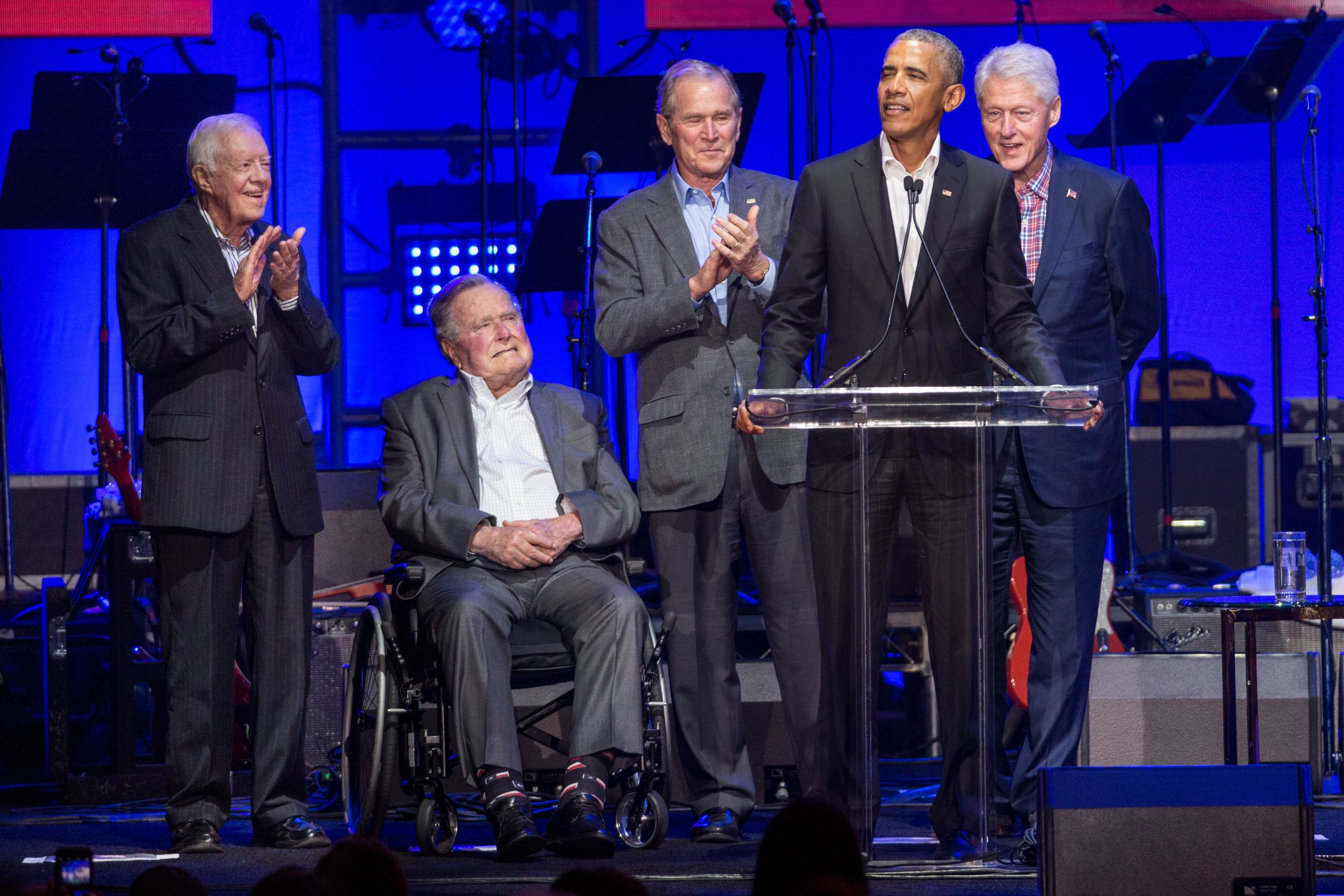 Former Presidents Obama, Bush, and Clinton - The Hollywood Gossip