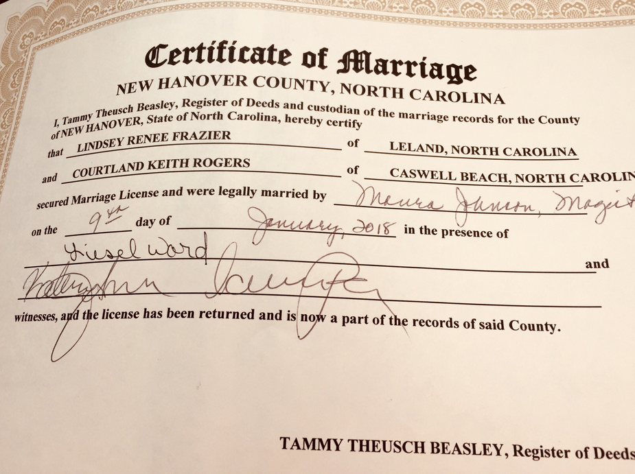 Courtland Rogers, Lindsey Frazier Marriage Certificate - The Hollywood ...
