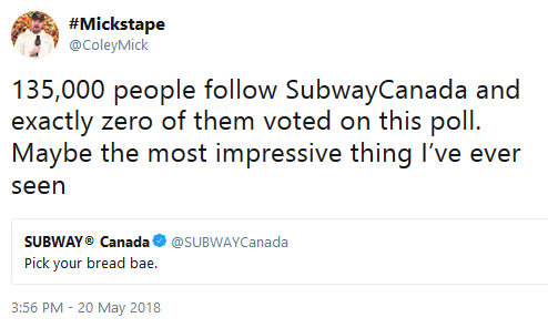 Subway Fail: No One Votes in Saddest Twitter Poll of All Time - The ...