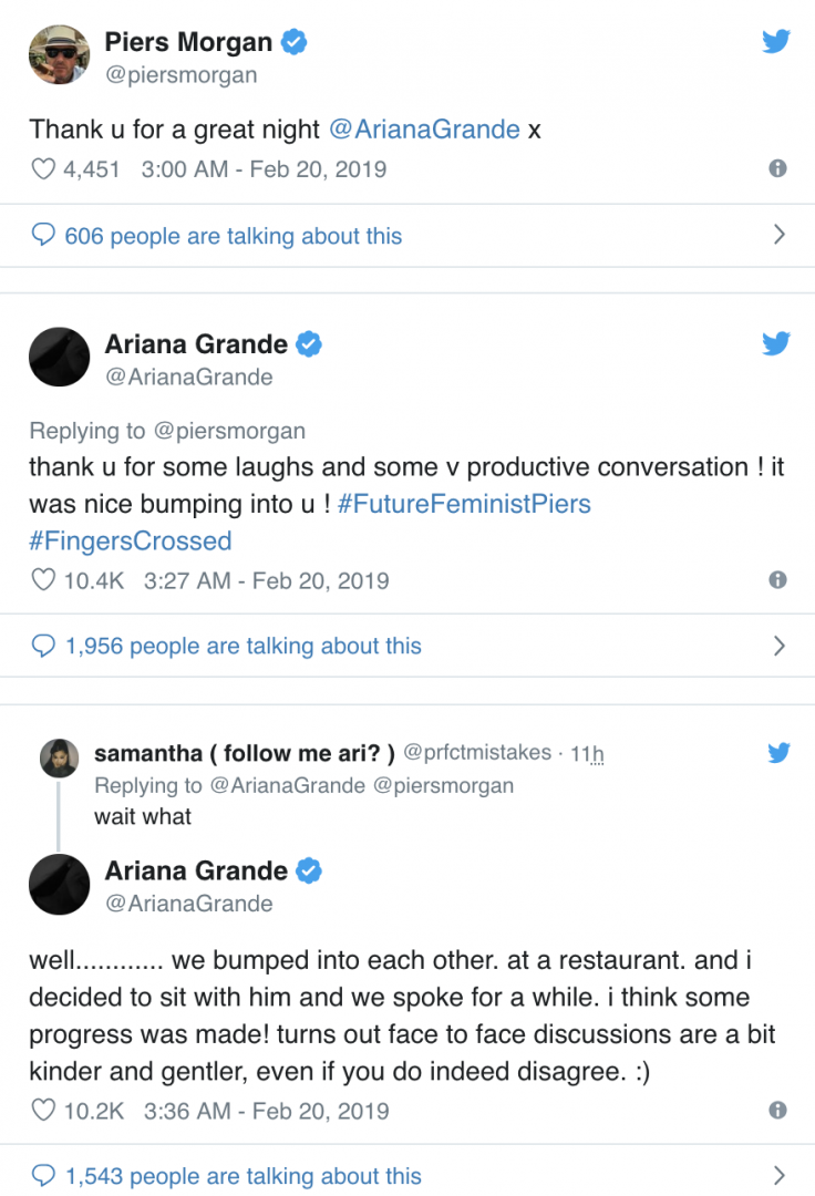 Ariana Grande and Piers Morgan: We Don't Despise Each Other Anymore ...
