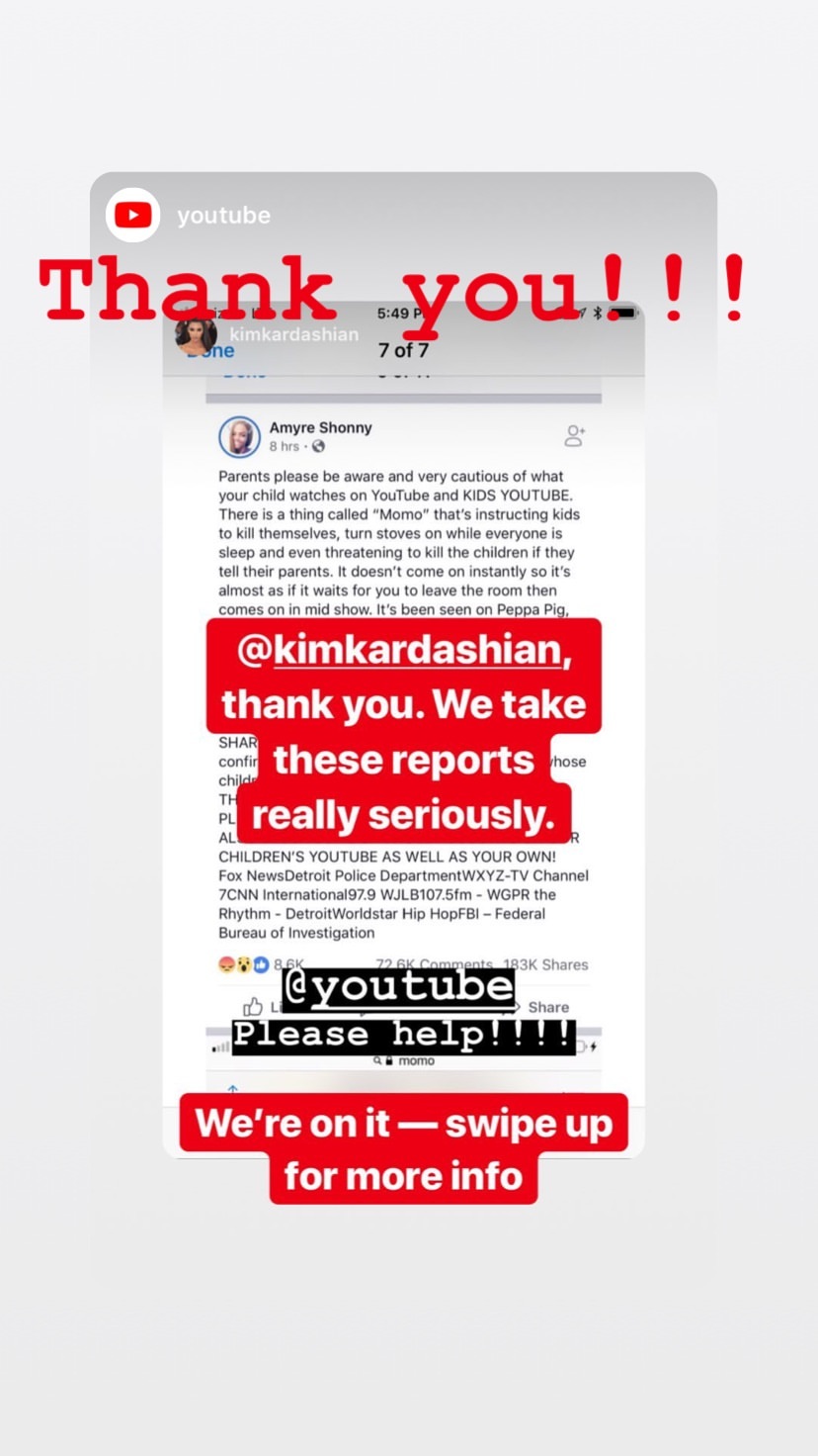 YouTube promises to help Kim Kardashian with Momo Challenge - The ...
