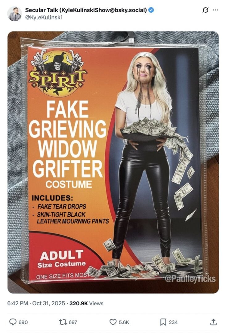 Erika Kirk Slammed as 'Fake Grieving Widow Grifter' By Irate Podcaster